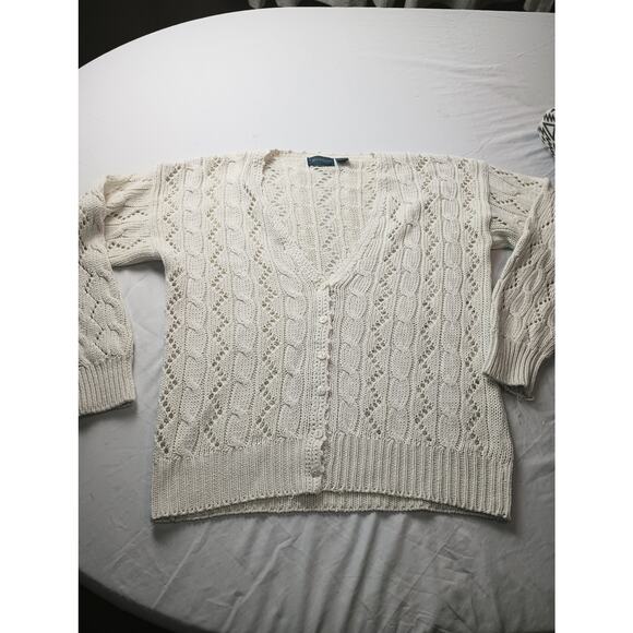 Carroll Reed | Sweaters | Vintage Chunky Women Crochet White Cream ...